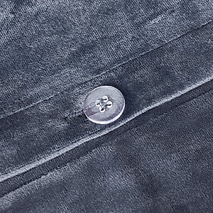 David's Home Velvet Duvet Cover Set King, Soft and Luxurious Flannel Comforter Cover 3PCS with Corner Ties, Button Closure, 106” x 92”, Greyish Blue, No Insert