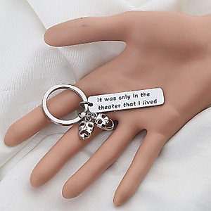 bobauna Theatre gift Theater Keychain Tragedy and Comedy Jewelry Gift (Theater Keychain)