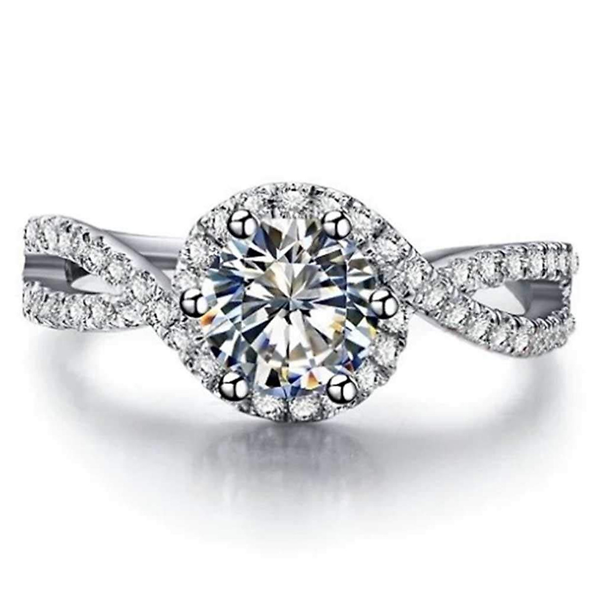 Jude Jewelers Platinum Plated 1.5 Carat Cubic Zircon Simulated Diamond Wedding Engagement Proposal Ring (Silver, 7)