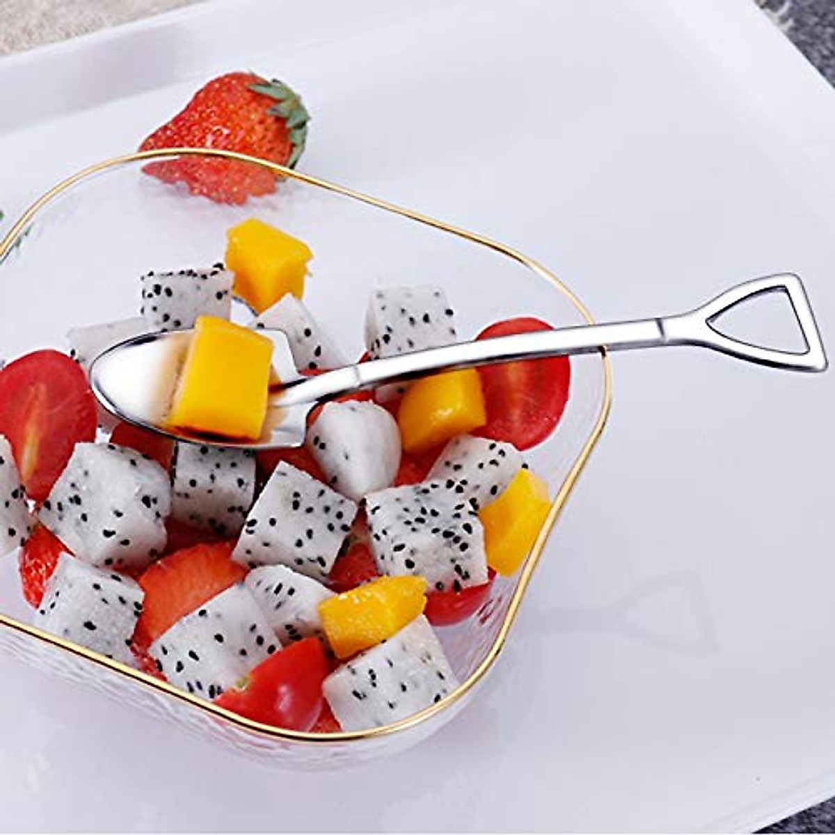 10 Pack Dessert Spoon 6 inch Shovel Shape Stainless Steel Spoons Ice Cream Fruit Spoon for Home Kitchen or Restaurant