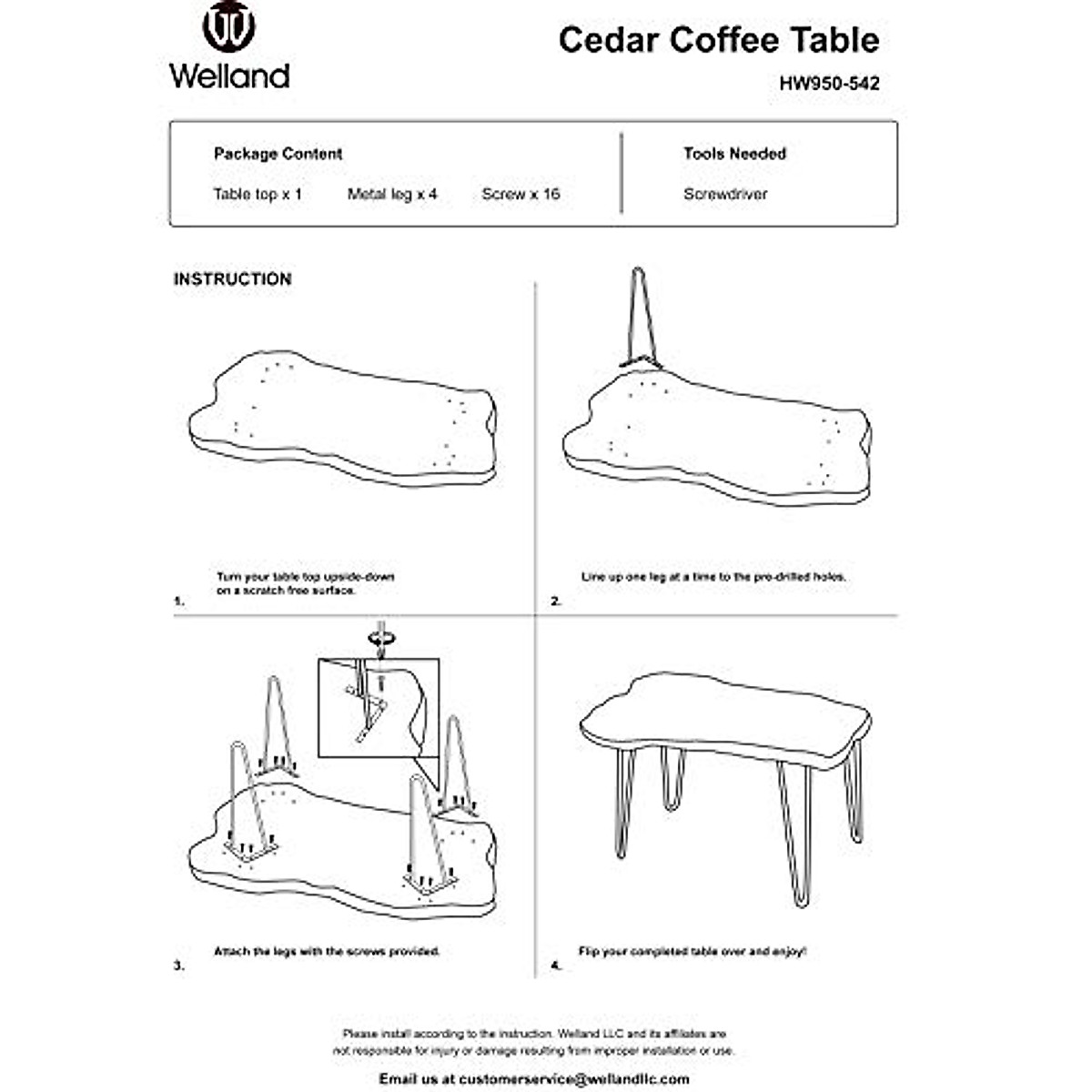 WELLAND Natural Edge Coffee Table, Small Square Cedar Wood Table, 28x20.5x20.5 inches, Unfinished