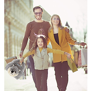 DolliBu Gray Wolf Plush Handbag - Super Soft Plush Stuffed Animal Purse for Children's Accessories, Kids Hand Bag Toy Purse, Pretend Play, Fluffy Dress Up Toy Purses for Girls & Boys