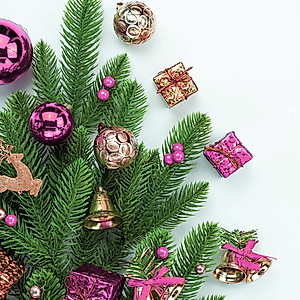 Alpurple Purple Star 60 PCS Artificial Pine Needles Branches-2 Styles Plant Pine Branches Christmas Tree Branches-Fake Greenery Pine Picks for DIY Christmas Garland Home Garden Party Wall Door Decor