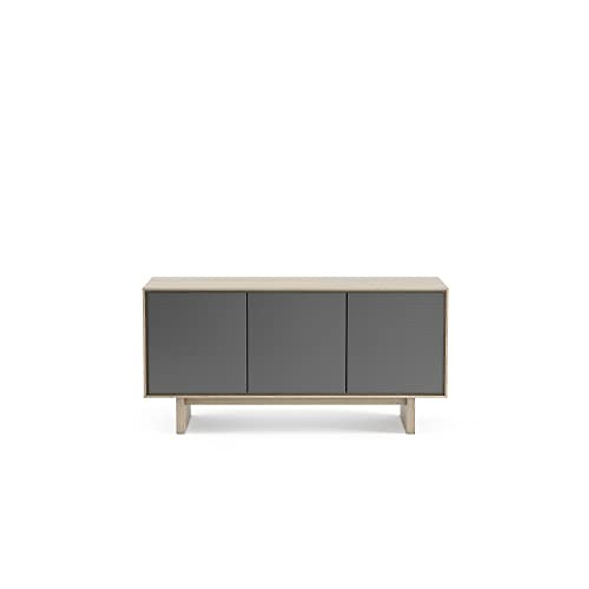 BDI Octave 8377 Triple-Width Media Cabinet, Drift Oak with Grey Flat Doors