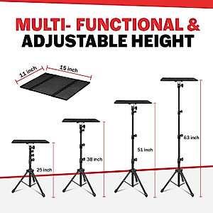 WTC Projector Stand, Laptop Tripod Stand Adjustable Height 22.5 inch to 63 inch with Gooseneck Phone Holder with Mouse Tray, Portable Projector Stand Tripod for Outdoor Movies- DJ Racks Holder Mount