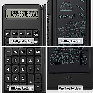 Calculators,JEOEUS,Doodle Pad Calculators,Kids Calculator，Calculator with Writing Tablet，Calculator Desktop,6 LCD Writing TabletCalculator12 Digit Display, Electronic Board Drawing/Memo Pads