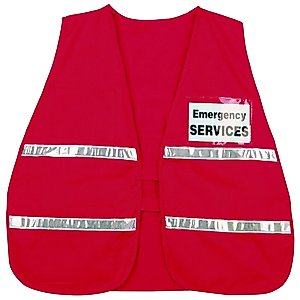 MCR Safety - 611ICV204 ICV204 Incident Command Polyester/Cotton Safety Vest with 1-Inch White Reflective Stripe, Red