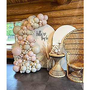 Chiara Backdrop Arched Wall, Metal Arch Stand and Fabric Backdrop Cover Decor for Baby Shower, Wedding, Birthday Parties, Photo Background Decoration (4FT X 7FT, Beige & White)