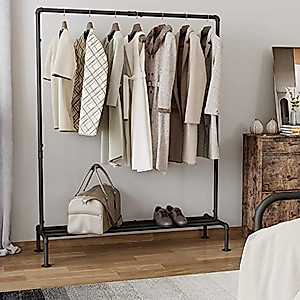 Snughome Heavy Duty Clothes Rack, Industrial Pipe Style Garment Rack with Shelf, Commercial Grade Heavy Duty Detachable Clothing Coat Rack Holder with 4 Stable Feet for Clothing Storage Display