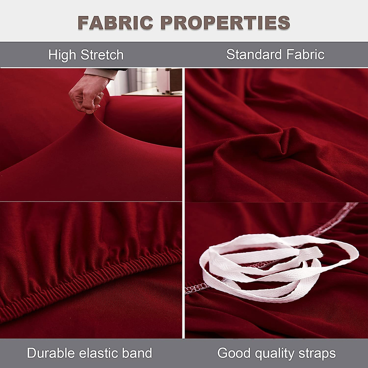 IMYOGI High Stretch Sofa Covers Combination Sofa 2 Pieces Stretch L Shape Sofa Slipcover Spandex Non Slip Furniture Protector for Kids & Pets -Navy Blue-4 Seater + 4 Seater