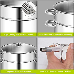 Giantex 10 Quart Juice Steamer Fruit Vegetables Juicer Steamers w/Tempered Glass Lid, Hose, Clamp, Loop Handles Stainless Steel Steam Juicer Multipots Kitchen Cookware for Making Juice, Jelly, Pasta