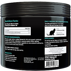 Lysine Cat Treats - Cat Immune Support - Help Improve Respiratory Health and Eye Function - Enriched with Vitamin B, Calcium, Protein