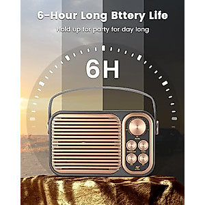 ALPOWL Mini Karaoke Machine for Adults Kids, Portable Bluetooth Speaker with Retro Radio Appearance, One-Click to Cancel The Original Sound for Home Party, Outdoor/Indoor