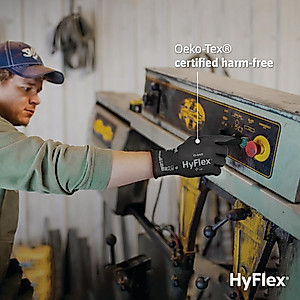 HyFlex 11-840 Ergonomic Abrasion-Resistant Nitrile Foam Industrial Gloves for Automotive, Fabrication, EMS, Utilities - Size 10, Black (144 Pairs)