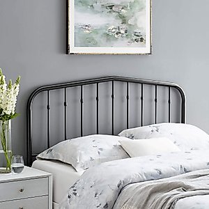 Modway Lennon Modern Farmhouse Metal Queen Headboard in Black