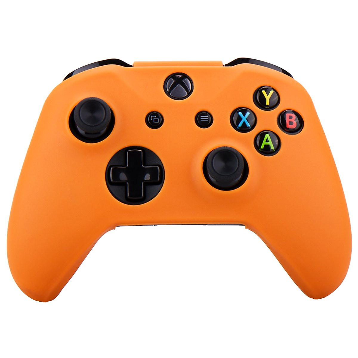 MXRC Silicone Rubber Cover Skin case Anti-Slip Customize for Xbox One/S/X Controller x 4(Green & Orange & Purple & Yellow) + FPS PRO Extra Height Thumb Grips x 8