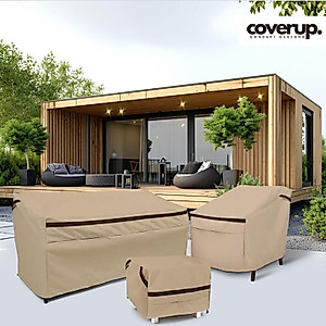 COVERUP 1000 D Heavy Duty Square Ottoman Cover | 3 Yrs Warranty | Outdoor Patio Furniture Covers | Waterproof | Covers With UV Resistance | Windproof | Buckle Straps - 23"W x 23"D x 19"H | Pack of 1