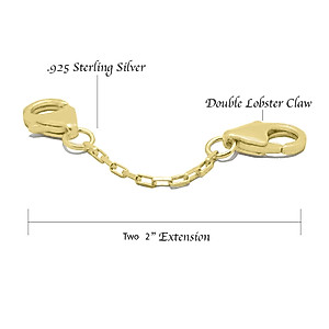 FRONAY 14k Gold Plated Pendant Necklace Bracelet Anklet Chain Extender 2" (Sterling Silver)
