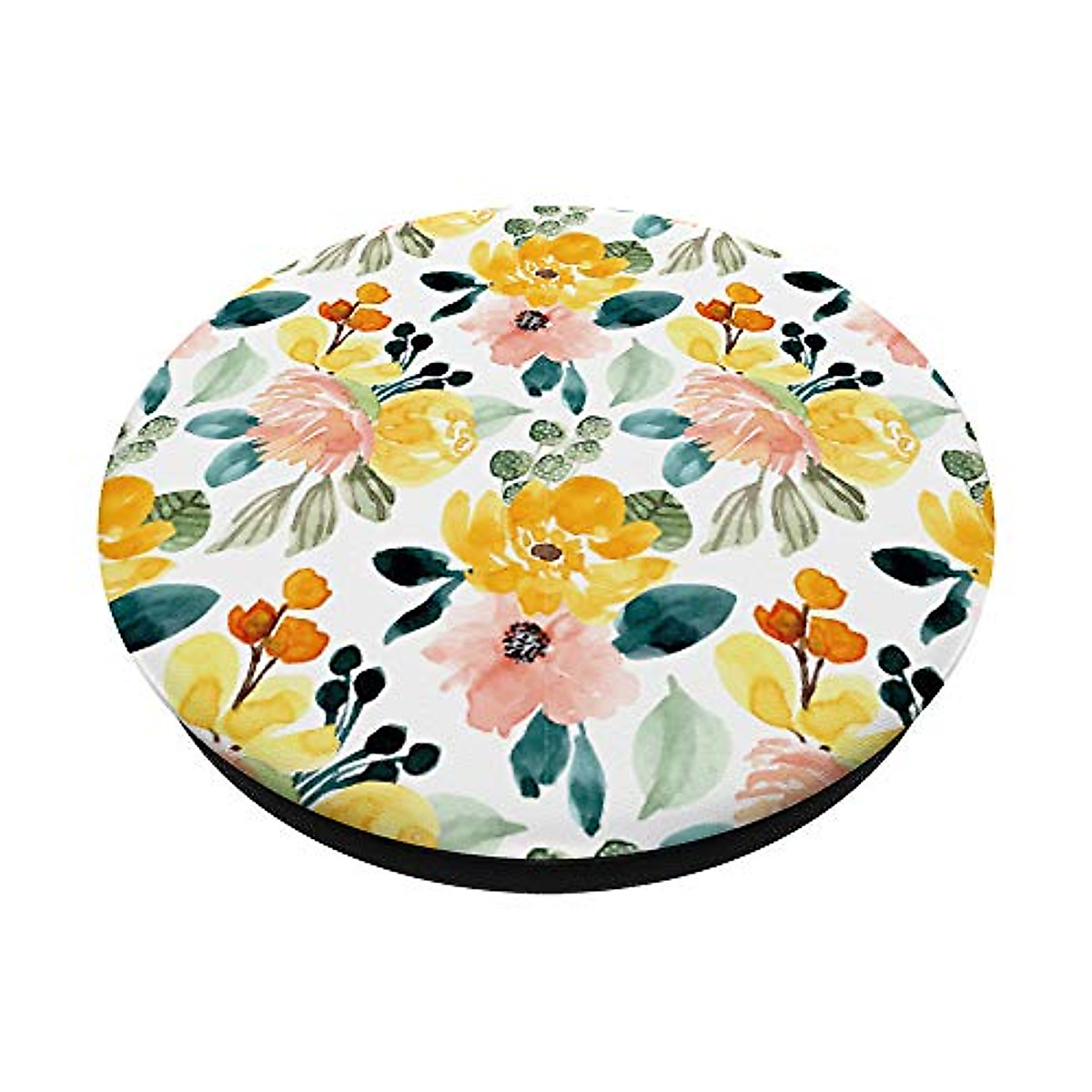 Yellow rose pink floral orange flower design for women girls PopSockets Swappable PopGrip