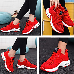 FLARUT Running Shoes Womens Lightweight Fashion Soprt Sneakers Casual Walking Athletic Non Slip(Red, EU39)