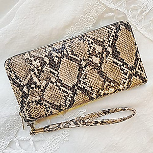 Rebecca & Rifka Faux Python Snakeskin Zip Around Wristlet Wallet