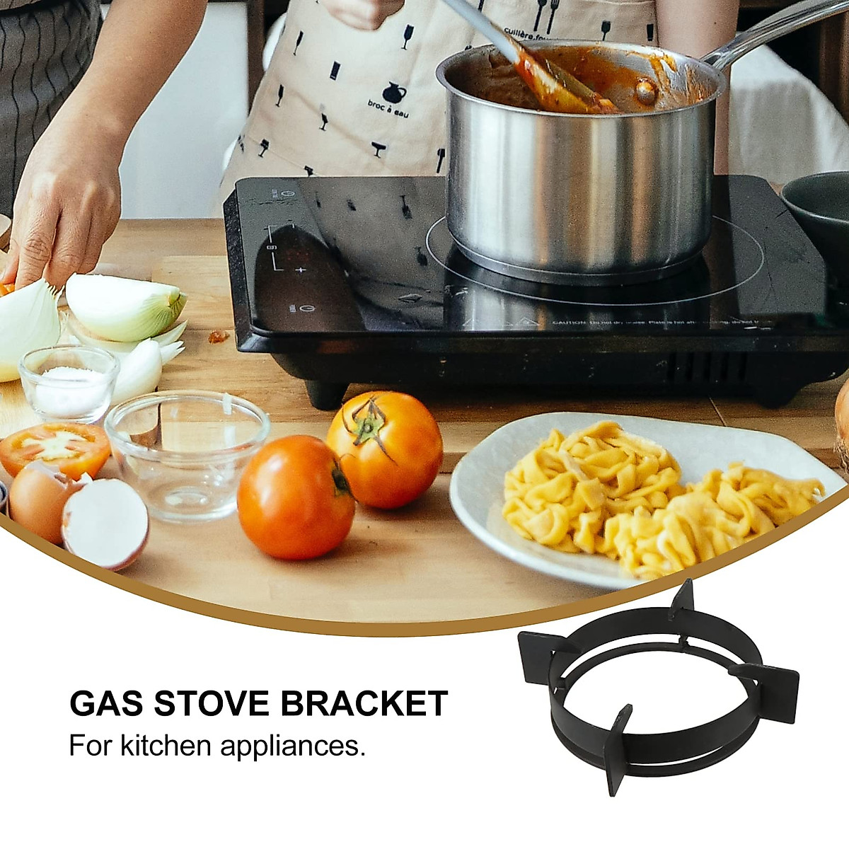 SOLUSTRE Metal Brackets Gas Stove Wok Holder Rack Cast Iron Wok Ring Milk Pot Non- Slip Wok Support for Home Kitchen Cookware Stove E1 Metal Stand