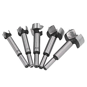 Drill Bit Set, 5Pcs Professional High Speed Carbon Steel Bits, 15mm 20mm 25mm 30mm 35mm Bit Set for Wood Drilling Holes