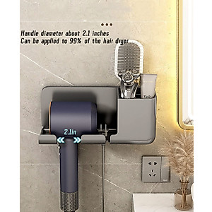 Hair Dryer Holder Self Adhesive Hair Tool Organizer Blow Dryer Holder Wall Mount Hair Care Tools Organizer Bathroom Space Saver (Black)