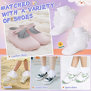 Girls Ruffle Socks Cute Double Lace Frilly Princess Dress Cotton Socks for Kids Toddler Girls 2 Pairs (4-6 Years, 2 Pairs White)