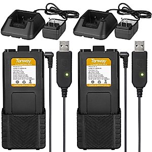 Tenway 2Pcs UV-5R BF-8HP Extended Battery BL-5L 3800 mAh with USB Charging Cable and Chargers Compatible with BAOFENG UV-5R Series