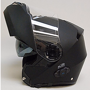 TORC T27B Full Face Modular Motorcycle Helmet with Integrated Blinc Bluetooth (Solid Color-Flat Black)