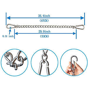 LICY Swing Heavy Punching Bag Chain for Hammock Chair Aerial Yoga Indoor Outdoor Stainless Steel Kit with 2 Carabiner Hooks 600 LB