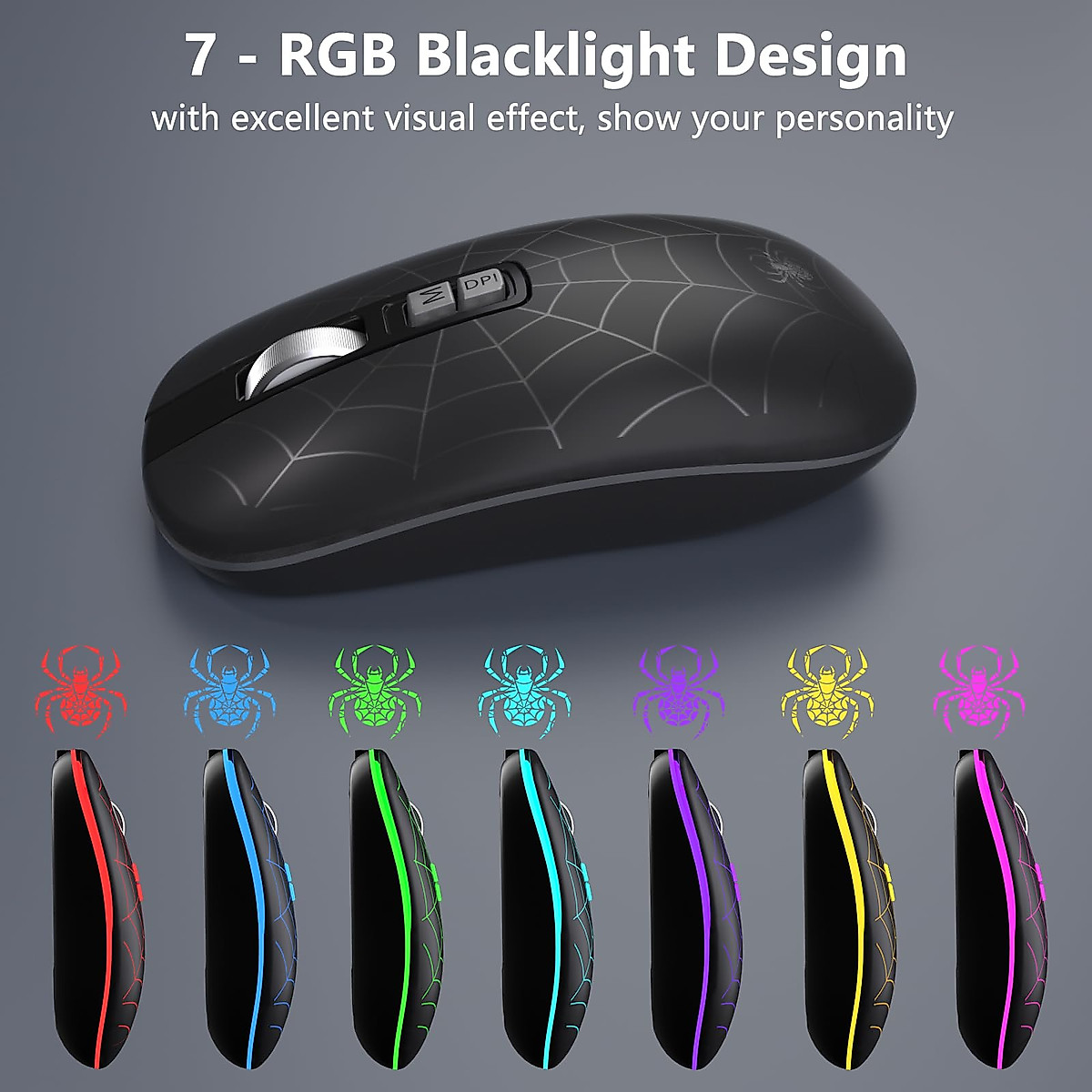 HOTLIFE Wireless Mouse，Wireless Bluetooth Mouse for Laptop - LED Computer Mice (Bluetooth 5.1 +USB) - Rechargeable Mouse - 2.4G Portable Tpye-c Mouse - Wireless Mouse for PC, Mac OS, Android, Windows