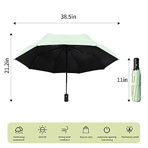 Cloudia Automatic Windproof Travel Umbrella, Umbrella in Rain and Sun for Women and Men (Matcha)