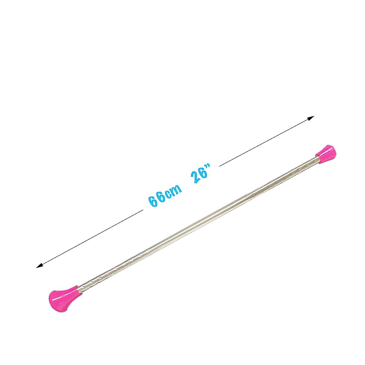 Dasiyoki 26-inch Twirling Baton Spinning Dance Baton Metal Rhythmic Gymnastics Conducting Batons for Child in Majorette-Complete with 1 Dance Ribbon Rainbow Streamer (Pink,1 Pack)