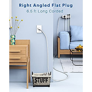 Power Strip Surge Protector by KOOSLA, [15A 1875W] 3 Sided, 6.5 ft Extension Cord, Flat Plug, 8 AC Multiple Outlets & 3 USB Ports Charging Station, Compact for Travel, Home, Office, Dorm Room