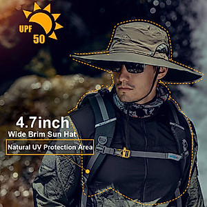 Cooltto Wide Brim Sun Hats with Waterproof Breathable for Fishing, Hiking, Camping，for Men Women Kids Army Green