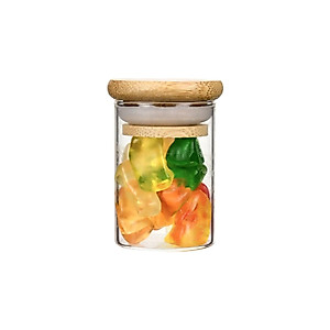 Human Objects 18oz/532ml Bamboo Lid Suction Glass Jars – 28 Grams - 40 Count Airtight Food Storage Containers, for Candles, Spices, Herbs, Serving Candy, Cookie, Rice, Food etc.