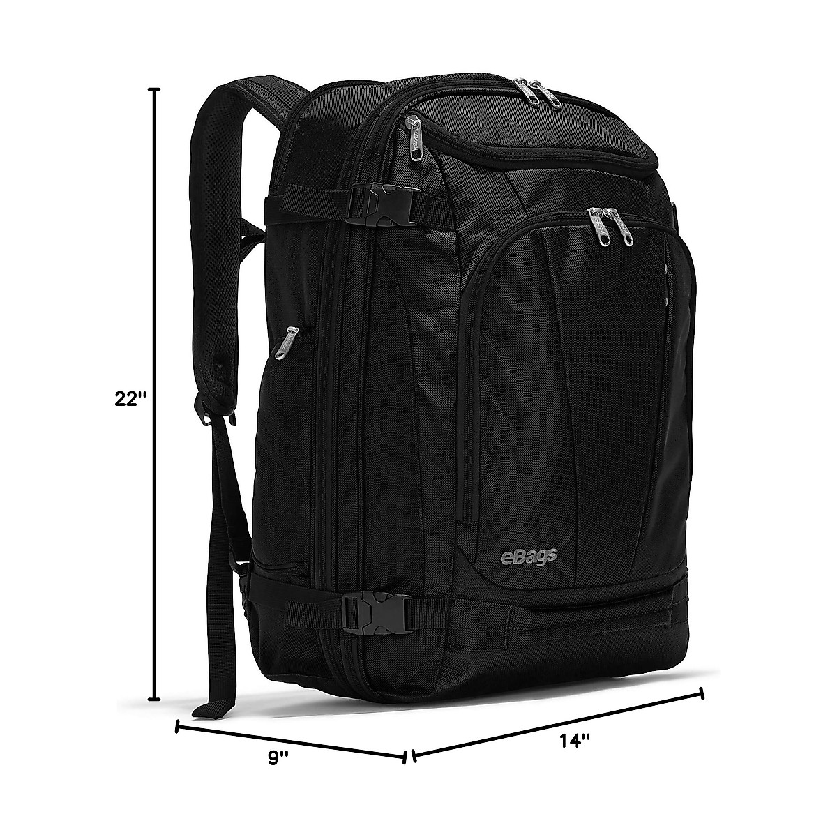 ebags Mother Lode Travel Backpack (Solid Black)