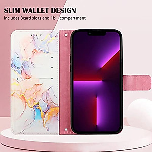ONV Wallet Case Compatible with Sony Xperia 1 III - Premium Marble Painted Leather Flip Case Stand Card Slot Magnet with Silicone Shell Flip Cover for Sony Xperia 1 III [Marble] -White
