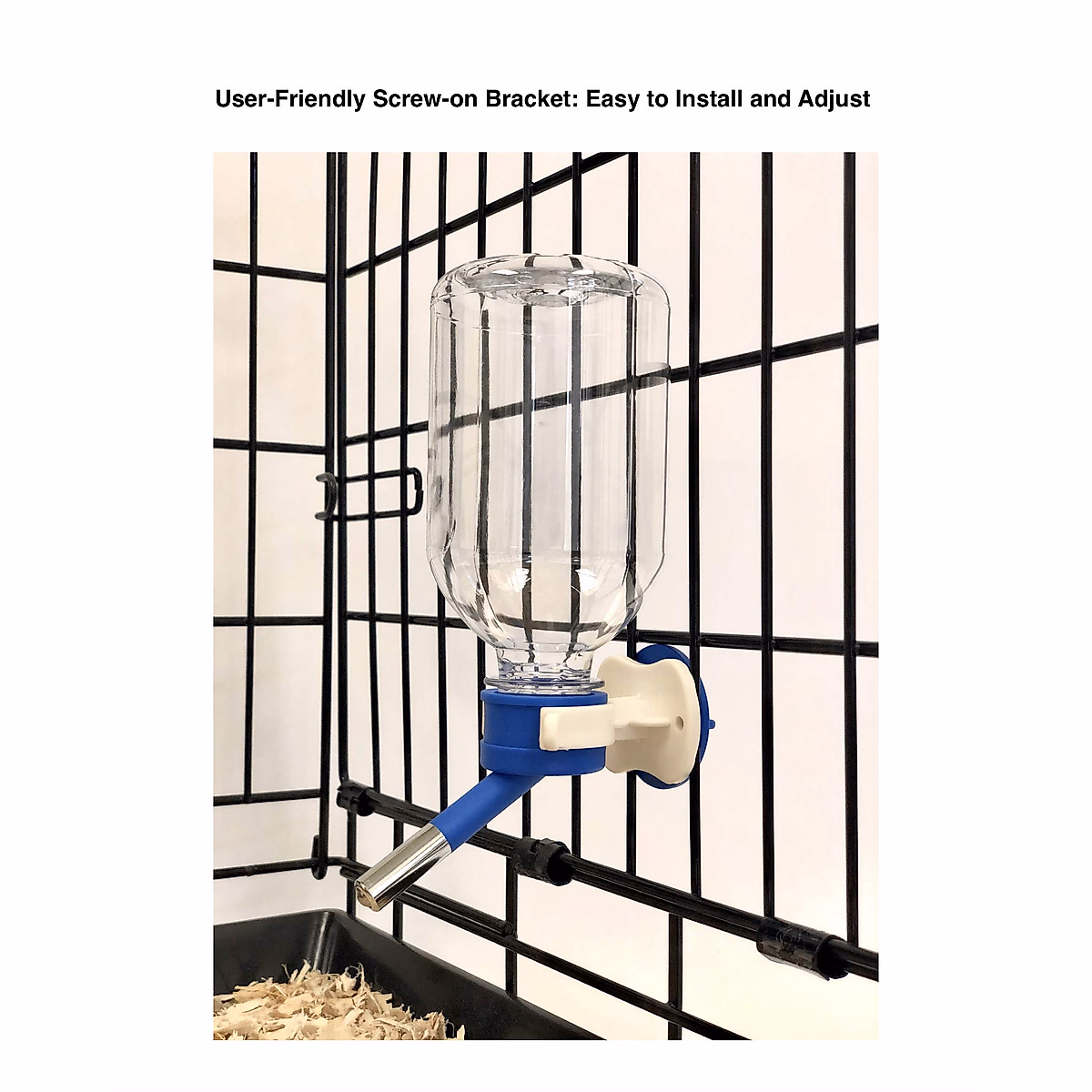 Choco Nose Patented Mini No-Drip Water Bottle/Feeder for Hamsters/Hedgehogs/Gliders/Rats/Mice/Other Small Pets and Animals - for Cages, Crates or Wall Mount. 10.2oz. Nozzle 10mm, Blue (C125)