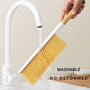 Kpoooku Hand Broom Cleaning Brushes- Soft Counter Duster Furniture Dusters Brush with Long Wooden Handle Household Dusting Tool (1