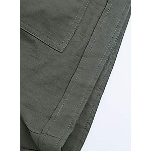 Dokotoo Womens Ladies Drawstring Shorts Loose Elegant Elastic Waist Solid Pocketed Midi Rise Loose Shorts Pants Outerwear Green Medium