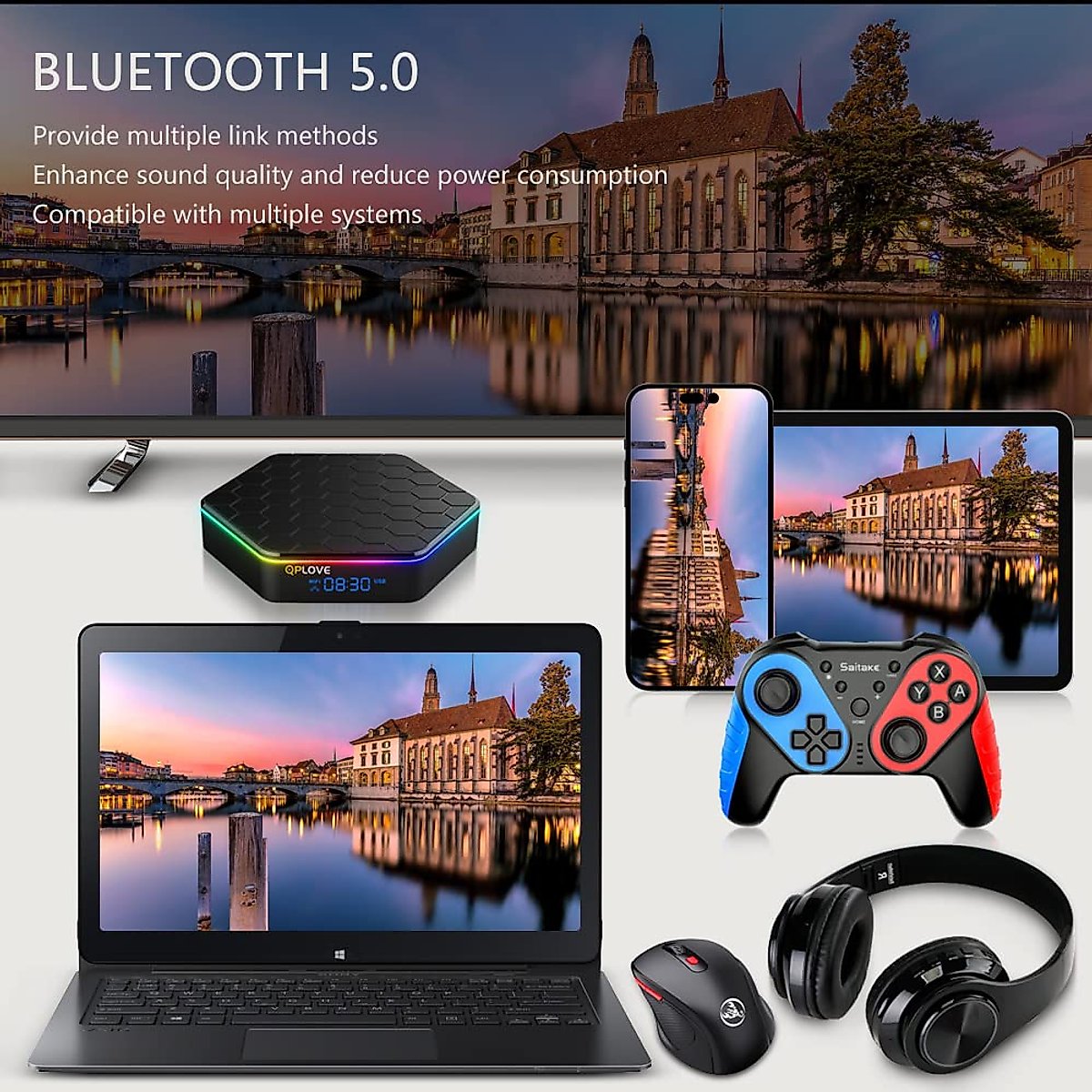 Android TV Box 12.0 4GB RAM 64GB ROM H618 Quad-Core Cortex-A53 CPU Mali-G31 MP2 Android Box 3D 6K TV Box Support WiFi6 2.4Ghz/5.0Ghz Dual Band WiFi BT5.0 Set-top Box