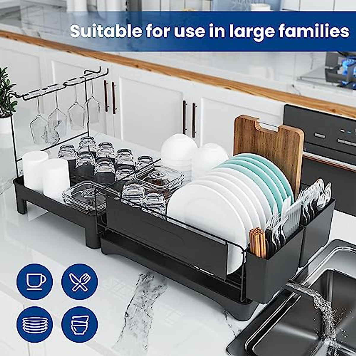 JOPSTDI Drying Rack,Dish Rack,Kitchen Dish Rack,Drying Rack for Kitchen Sink,Dish Drying Rack for Kitchen Counter,Dish Drying Rack,Expandable Dish Drying Rack,Food Grade Stainless Steel Dish Rack
