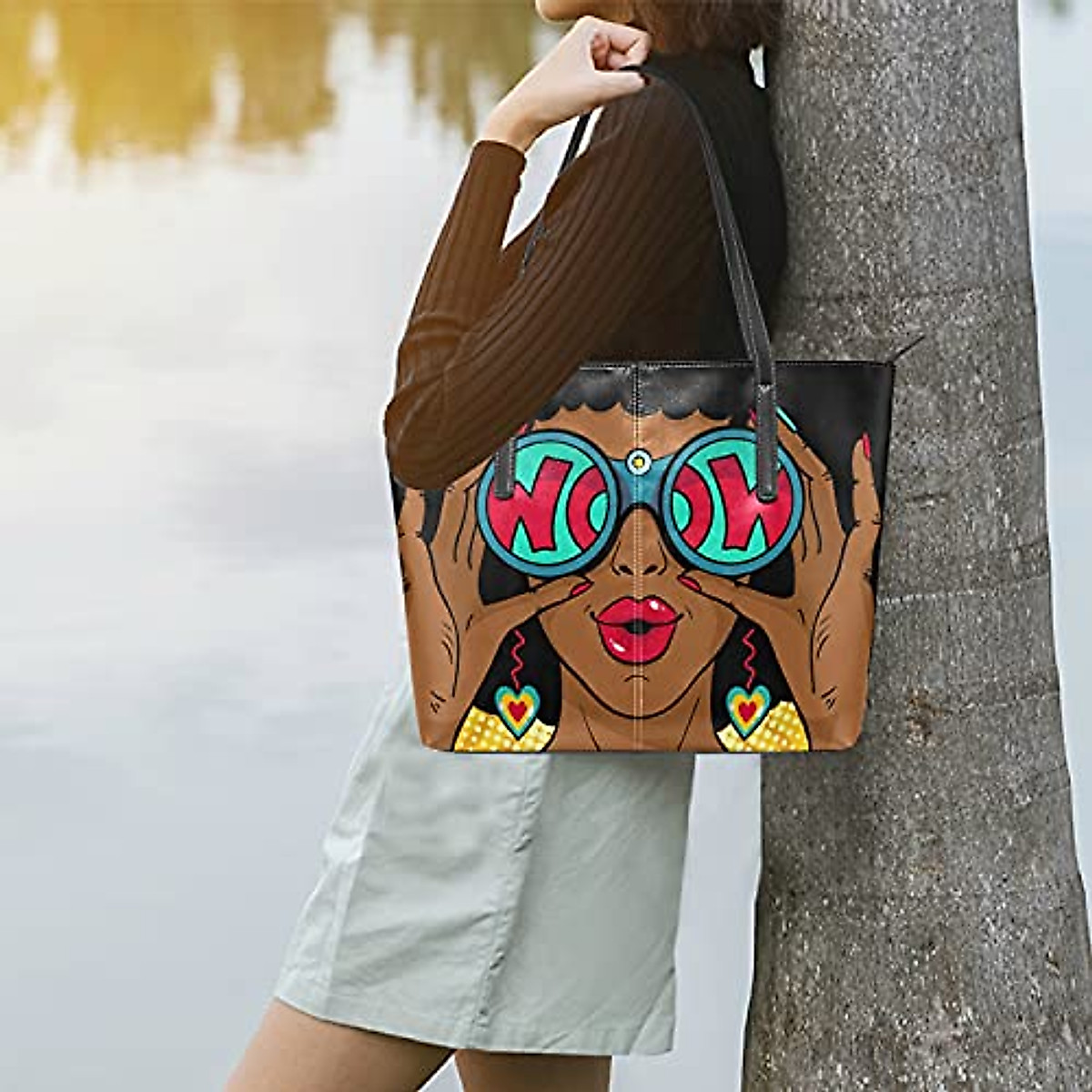 African American Woman Handbags Shoulder Bags Leather Crossbody Handbag for Women Tote Satchel