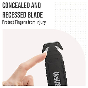 Safety Box Cutter. tksUSA here, your Cutter Stainless, Steel Package Opener. Pack Safety Knife Package Box Opener with Ergonomic Film Cutting Blade for Box, Carton, Shrink Wrap, Plastic Straps