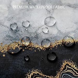 4Pcs Black Shower Curtain Set,Gold Marble Bathroom Sets with Shower Curtain and Rugs and Accessories,Bathroom Curtain with Non-Slip Rugs, Toilet Lid Cover and 12 Hooks,72x72inch