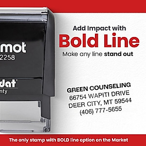 Promot Self Inking Personalized Stamp - Up to 5 Lines of Personalized Text, Custom Address Stamp, Office Stamps, Customizable Rubber Stamp, Name Stamp for Business Easy to Change Ink Cartridge-Medium