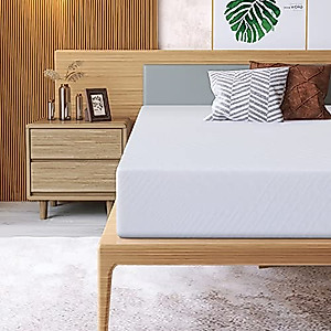 Opoiar 10 Inch Queen Mattress, Green Tea Memory Foam Mattress Queen Size in a Box,Medium Firm Feel Gel Infused Mattress with White Cover,Supportive,Made in USA,CertiPUR-US